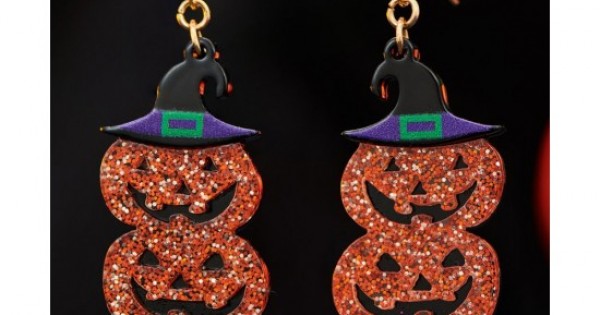 Halloween Jack-O-Lantern Trick-Or-Treat Dangle Earrings