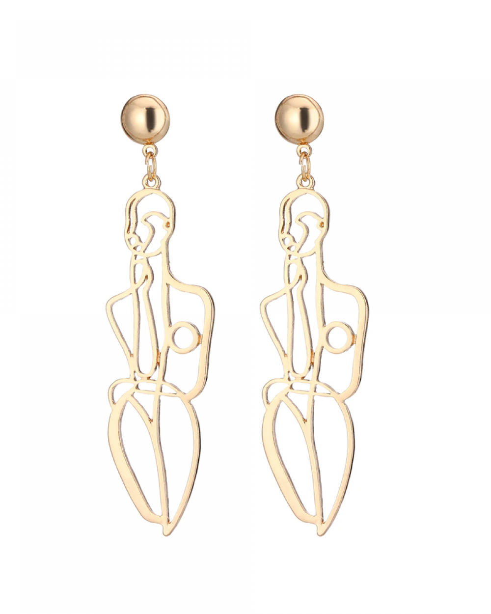 Gold Naked Art Body Earrings