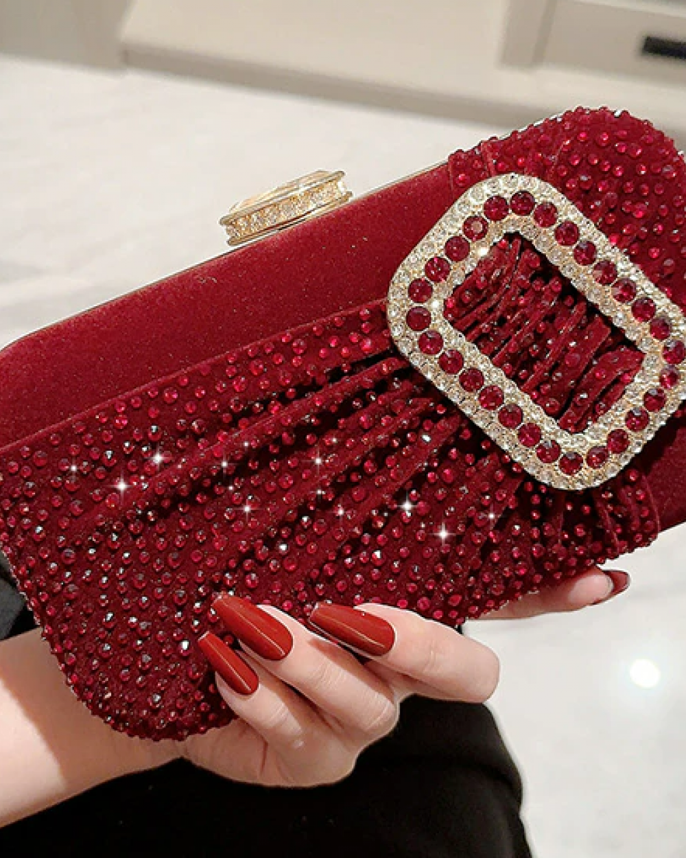 Fire Engine Truck Red Rhinestone Boot Belt Buckle Purse